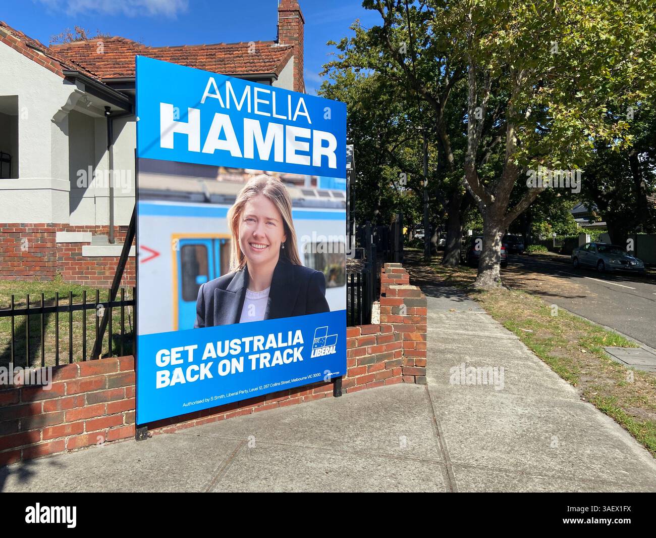 A sign promoting Liberal candidate Amelia Hamer on display in the seat ...