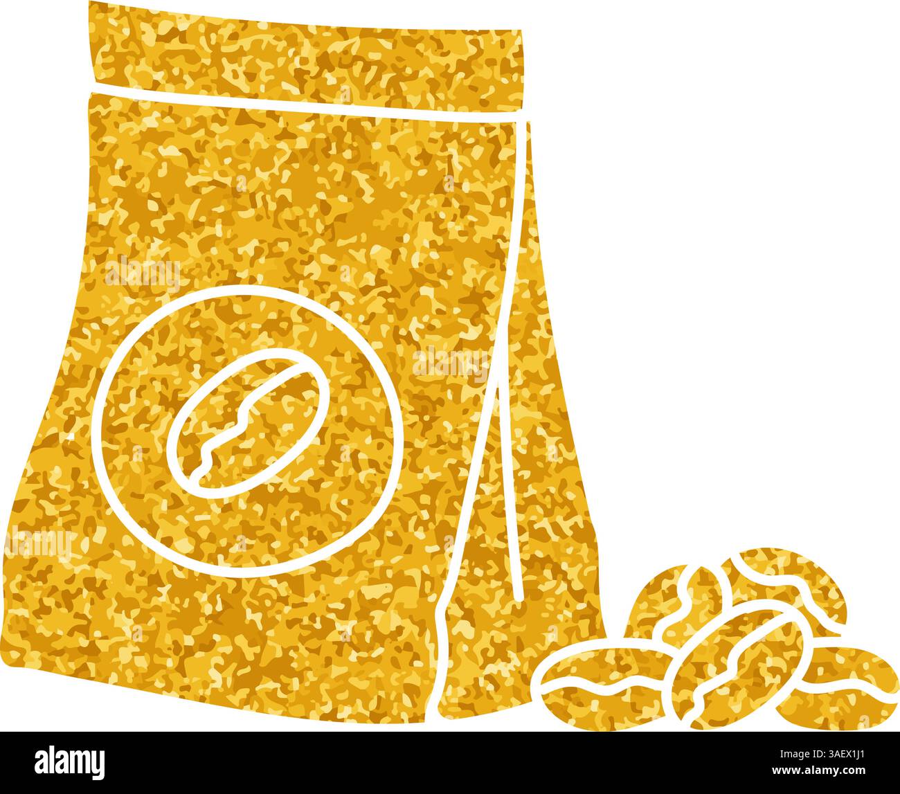 Coffee bean and packaging drawing in gold color style Stock Vector ...