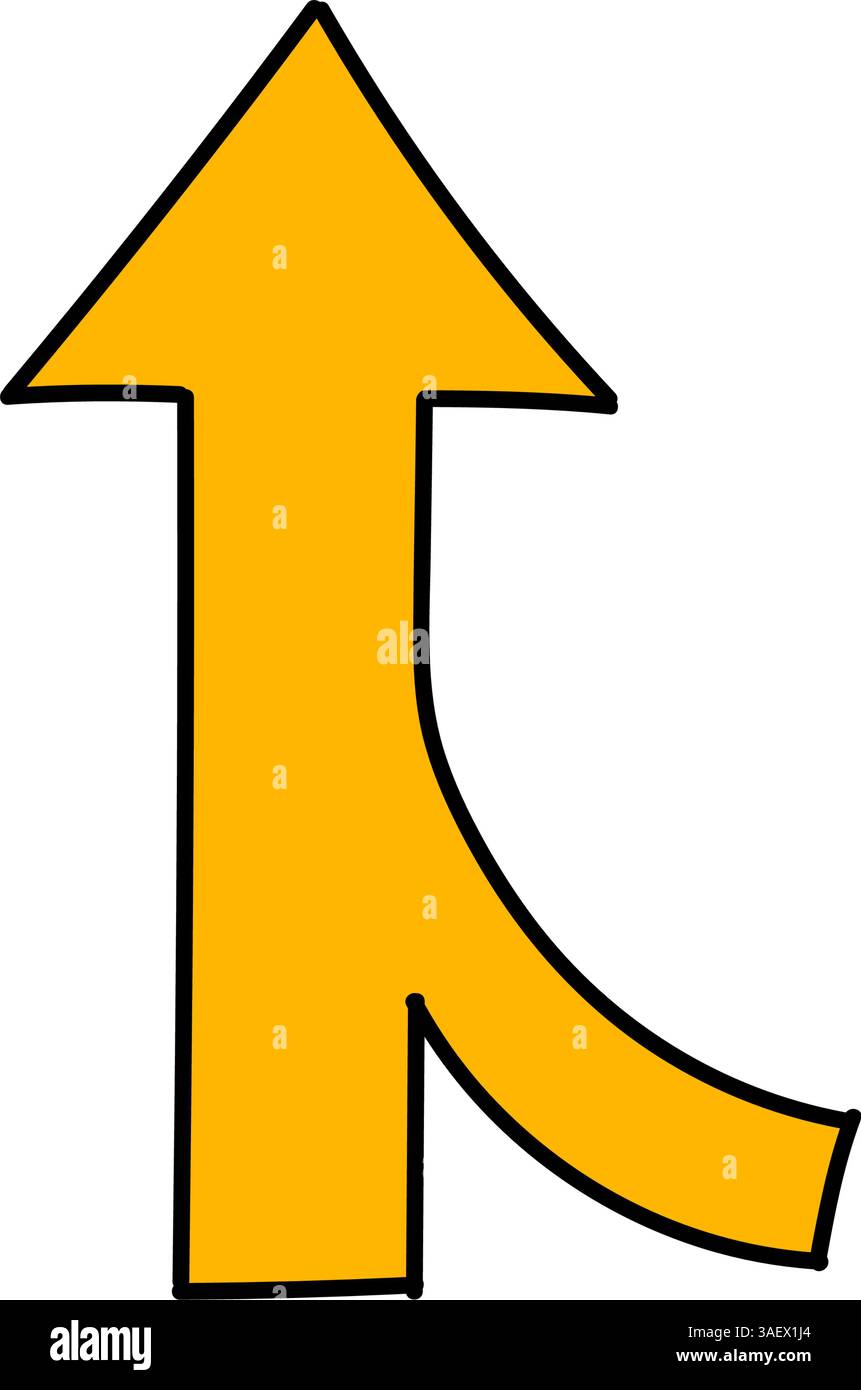 merging arrows road sign hand drawn color vector illustration Stock ...