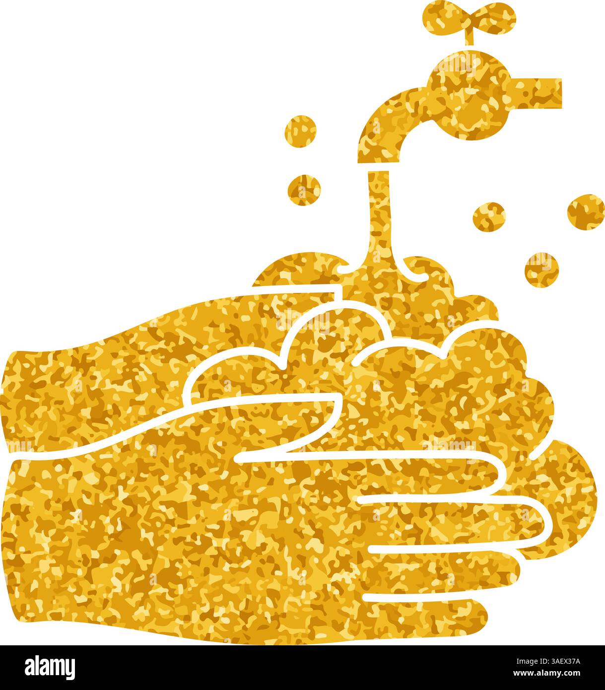 Hand washing drawing in gold color style Stock Vector Image & Art - Alamy