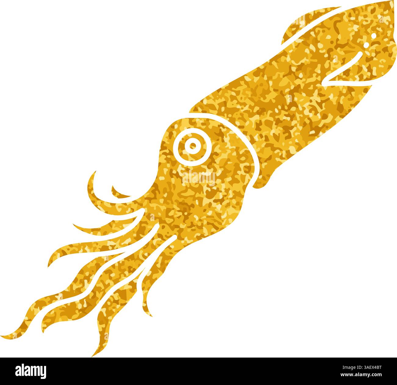 Squid drawing in gold color style Stock Vector Image & Art - Alamy