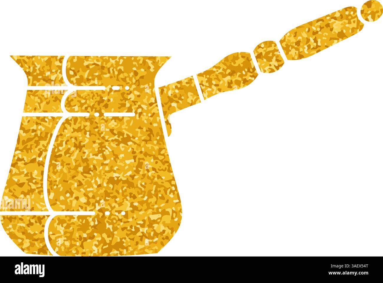 Turkish persian traditional coffee making cup drawing in gold color ...