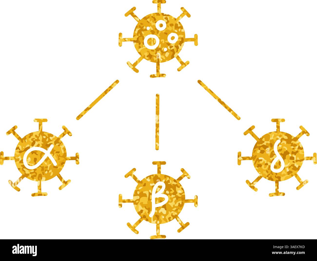 Virus mutation concept drawing in gold color style Stock Vector Image ...