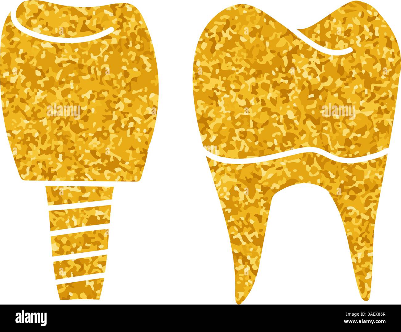 Denture false teeth drawing in gold color style Stock Vector Image ...