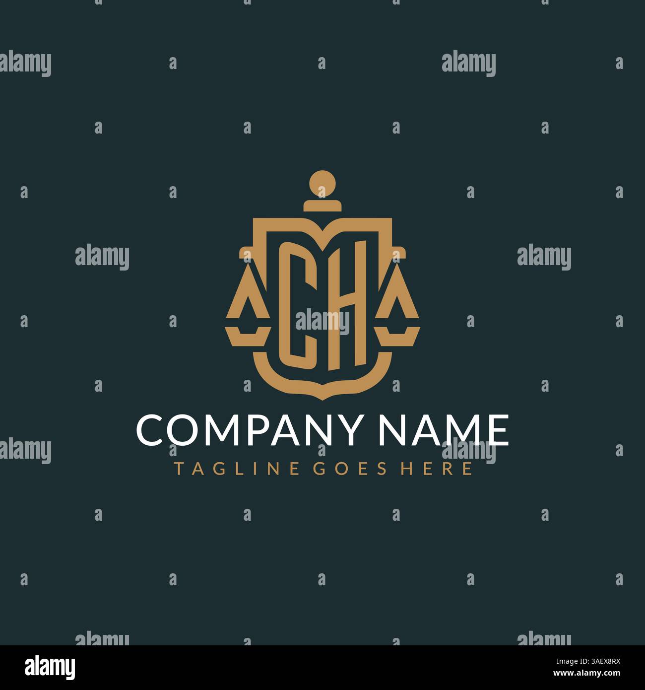 Initial CH logo for law firm with luxury modern scale and shield icon ...
