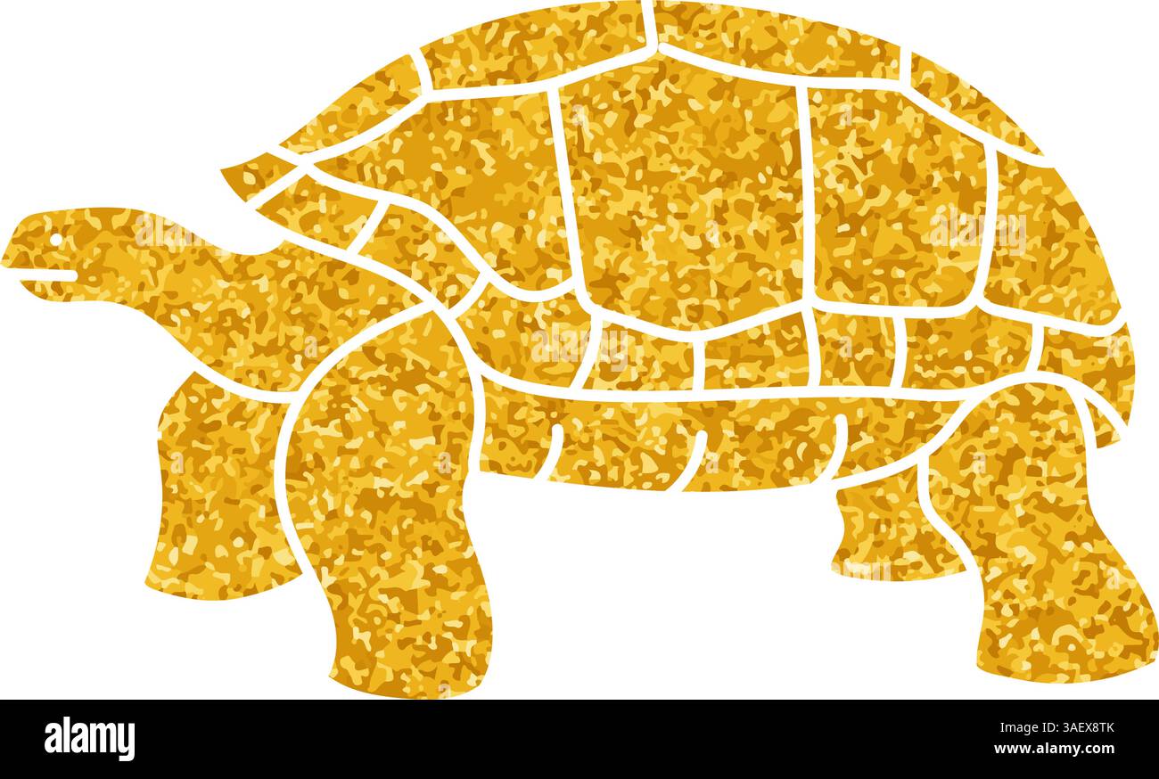 Galapagos giant tortoise drawing in gold color style Stock Vector Image ...