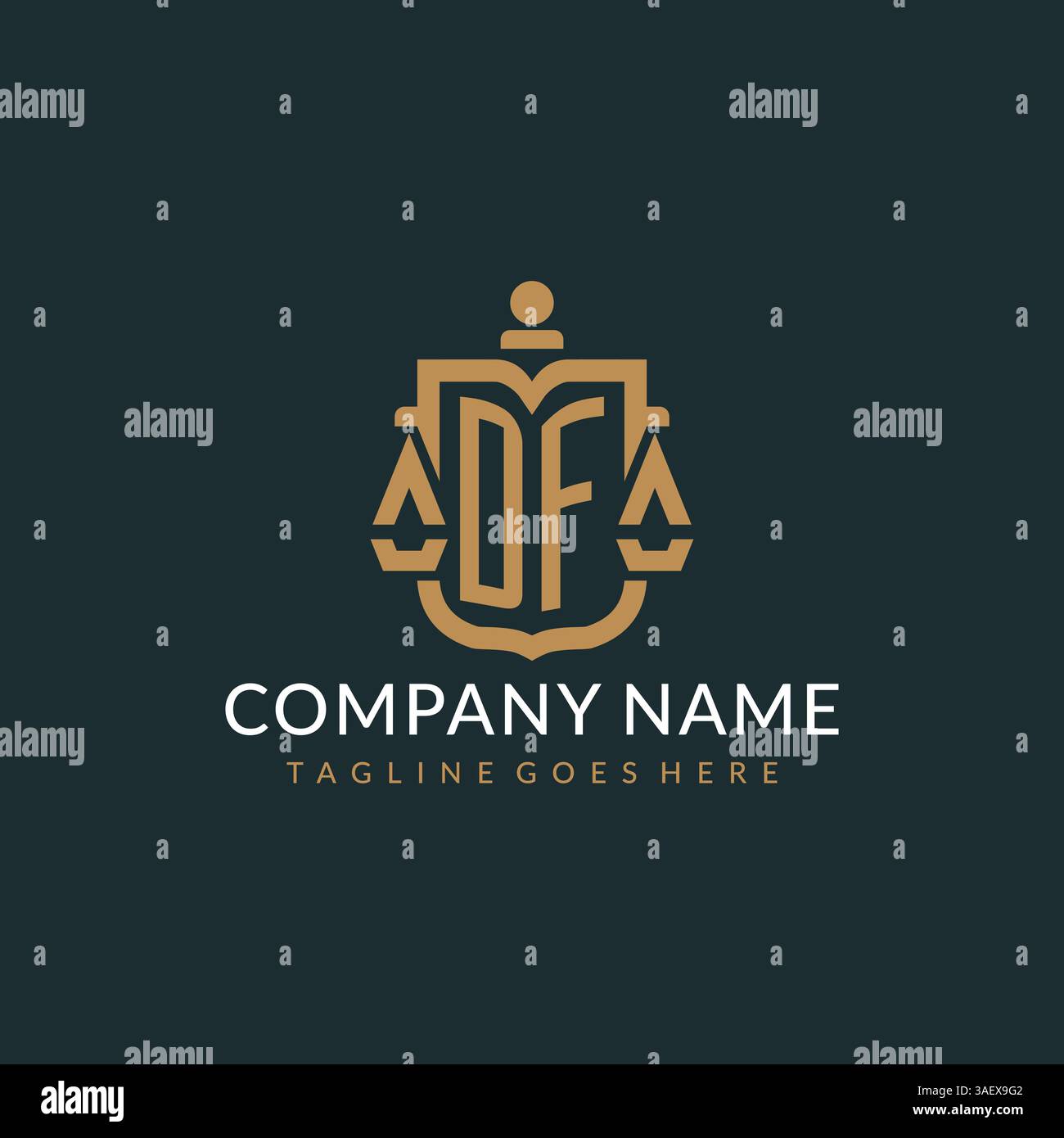 Initial DF logo for law firm with luxury modern scale and shield icon ...