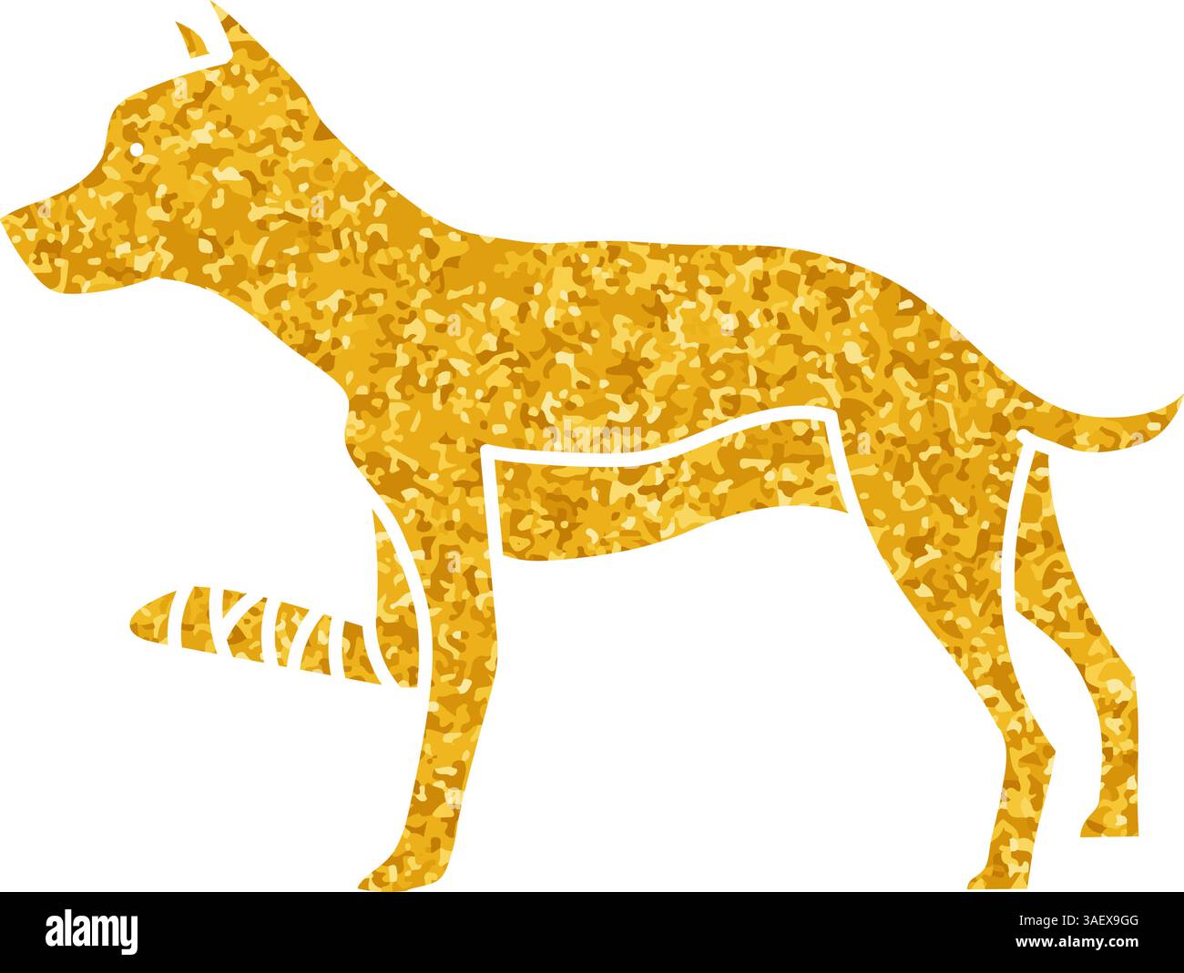 Leg injured dog drawing in gold color style Stock Vector Image & Art ...