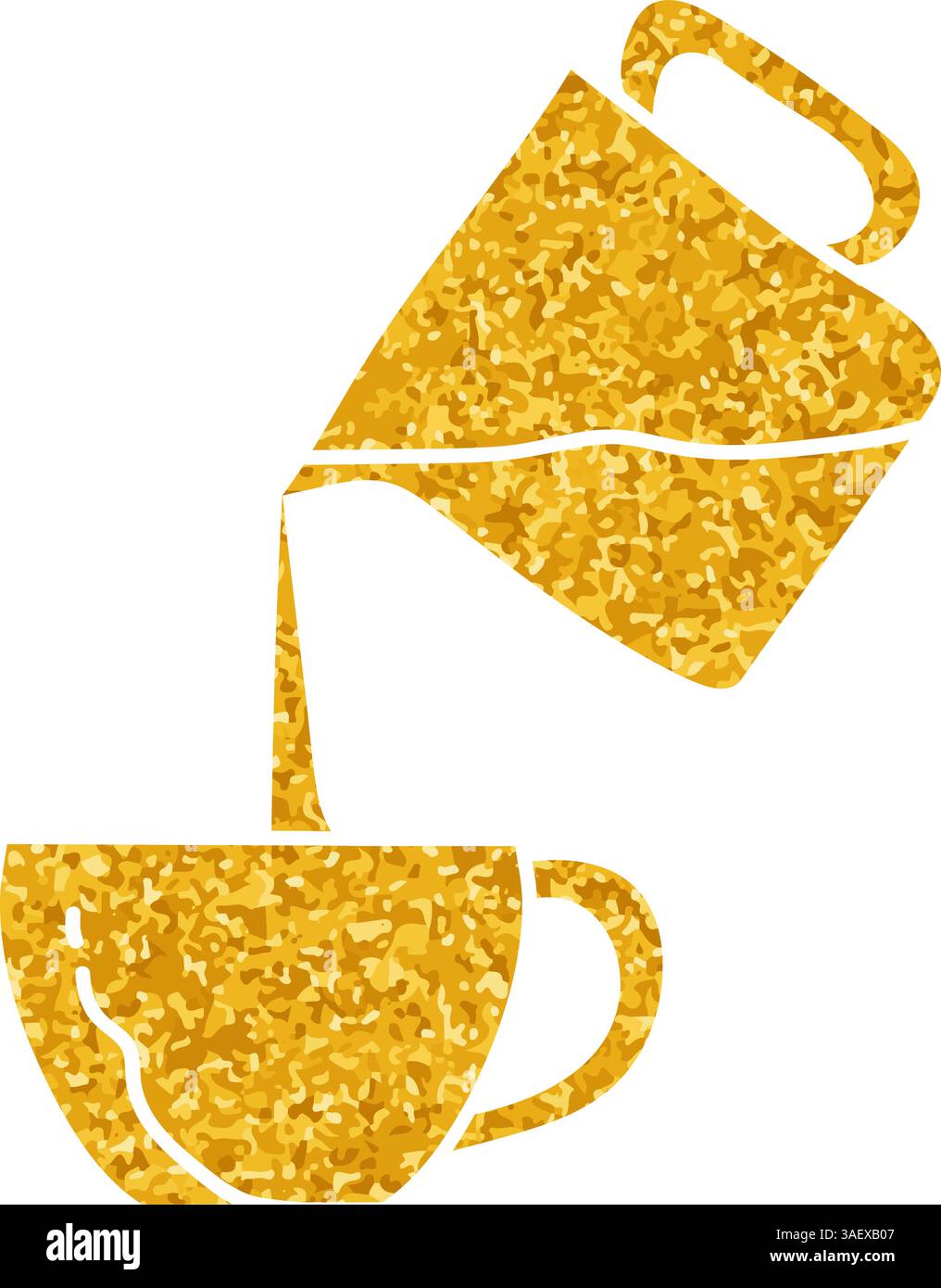 Water pouring from jug to cup drawing in gold color style Stock Vector ...