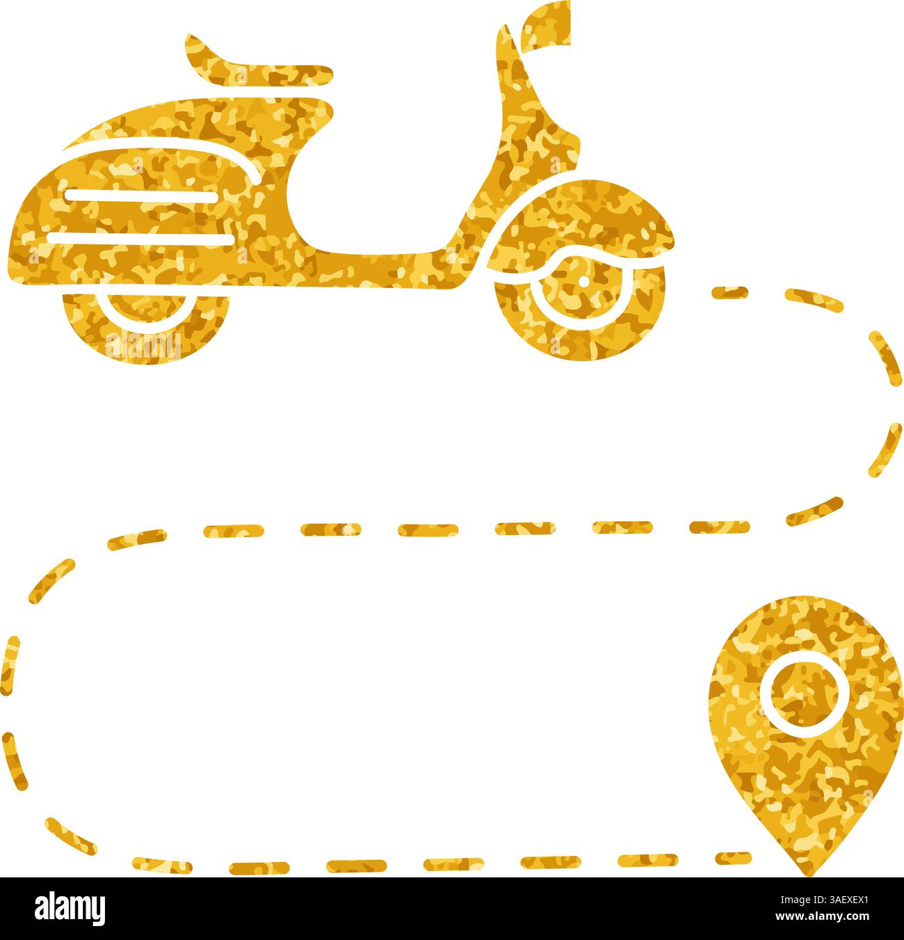 drawing in gold color style map scooter route icon Stock Vector Image ...