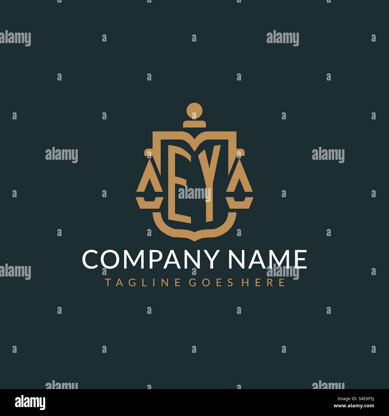 Initial EY logo for law firm with luxury modern scale and shield icon ...