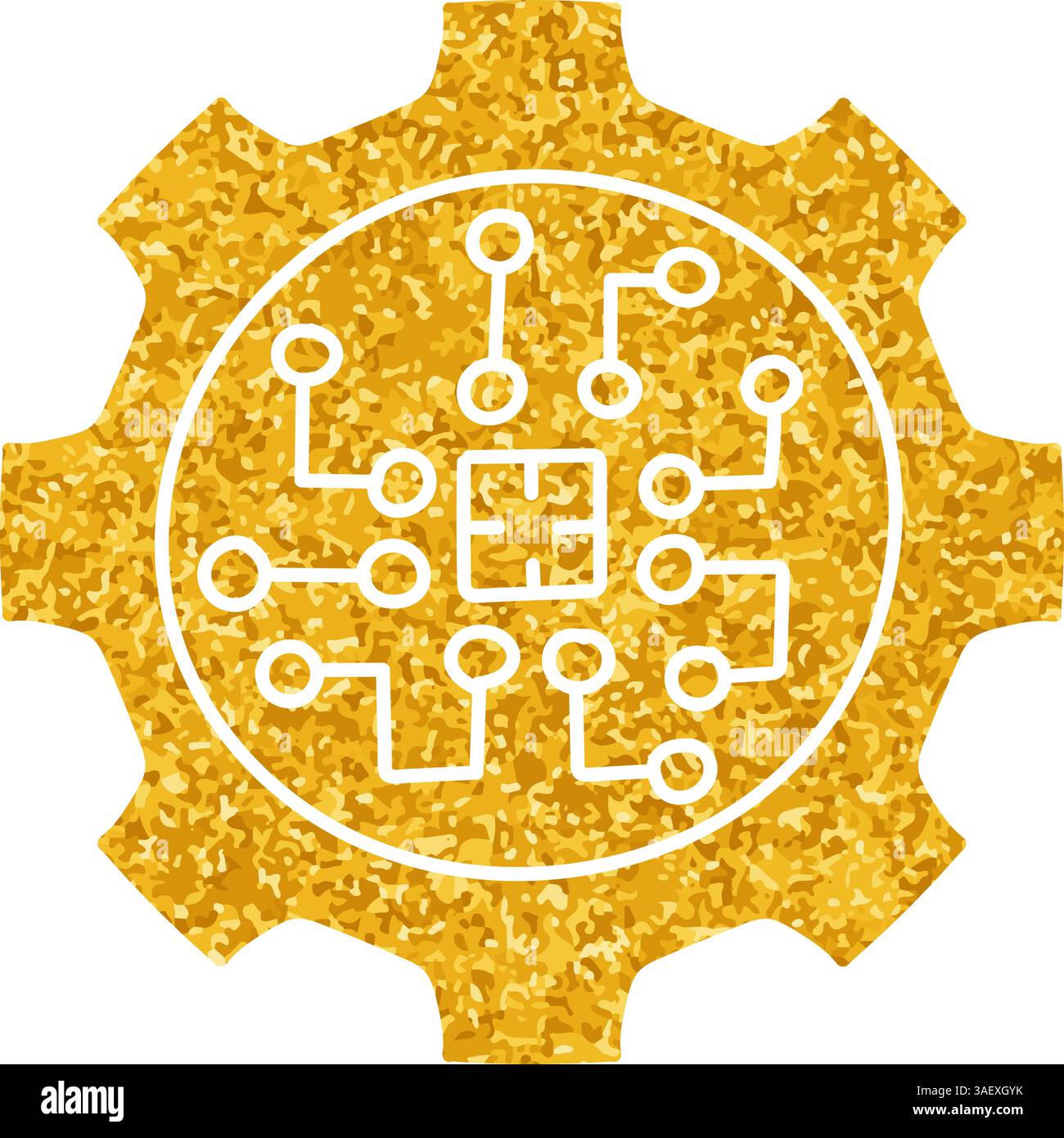 Ai industrial icon artificial intelligence drawing in gold color style ...
