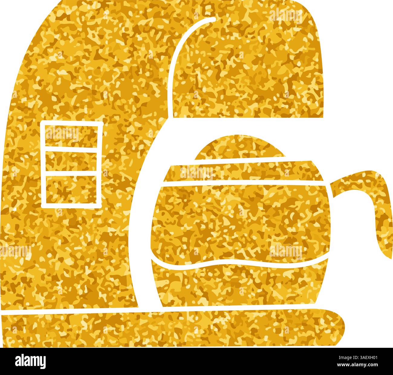 Coffee machine icon instant coffee brewing drawing in gold color style ...