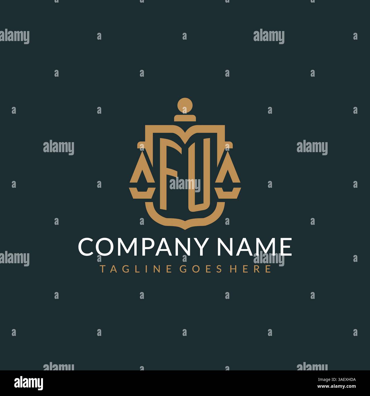 Initial FU logo for law firm with luxury modern scale and shield icon ...