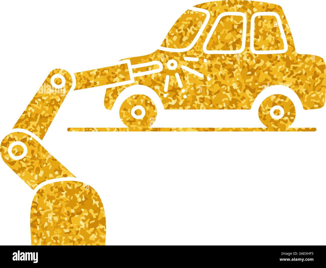 Robotic car manufacturing drawing in gold color style Stock Vector ...