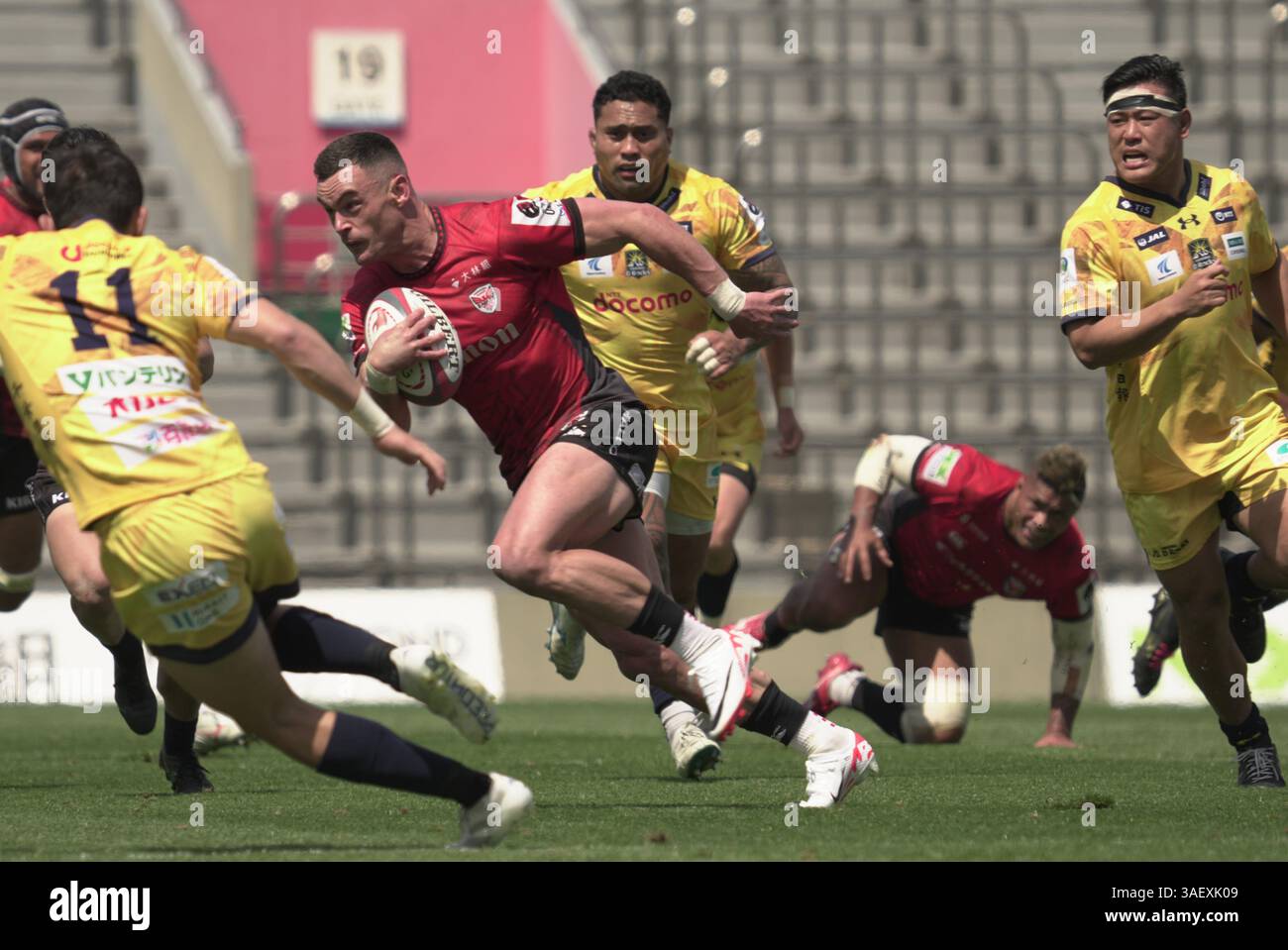Eagles' Jesse Kriel runs for scoring their team third try during the ...
