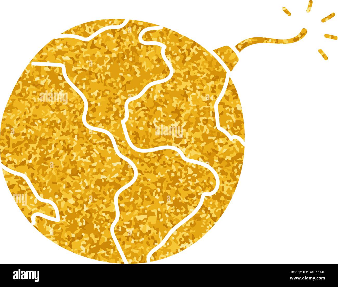 Explosive earth drawing in gold color style Stock Vector Image & Art ...