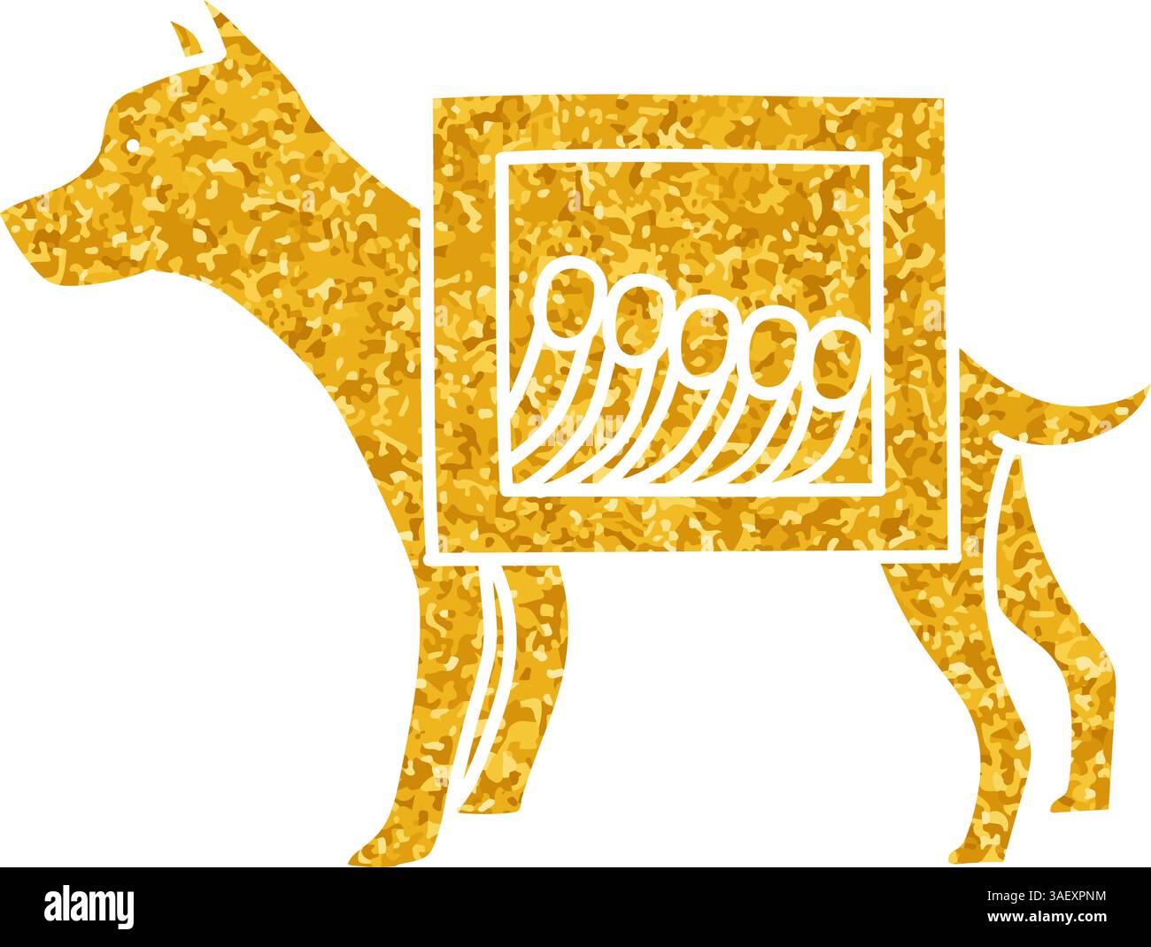 X-ray view of dog skeleton drawing in gold color style Stock Vector ...