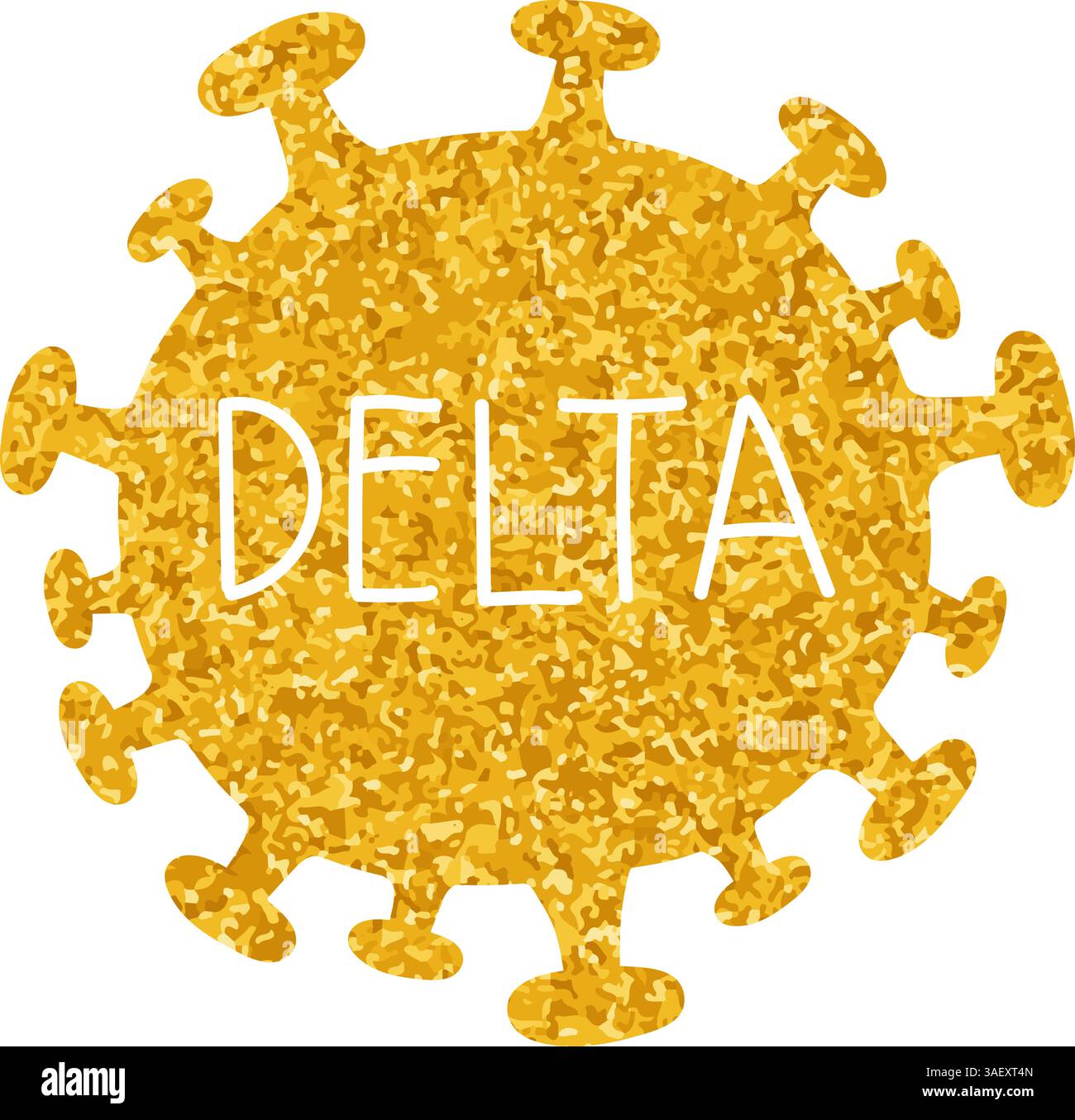 Delta variant coronavirus drawing in gold color style Stock Vector ...