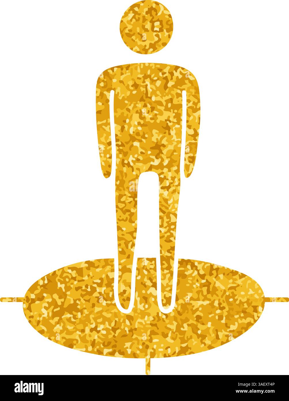 drawing in gold color style map standing person direction icon Stock ...