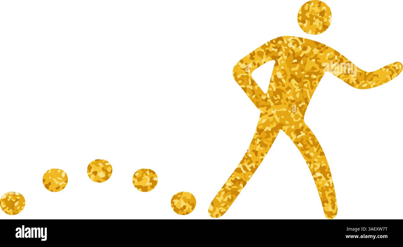 drawing in gold color style map walking route icon Stock Vector Image ...