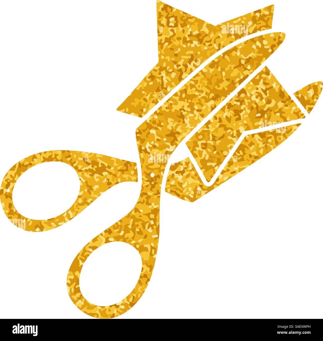 Star cutting scissor drawing in gold color style Stock Vector Image ...