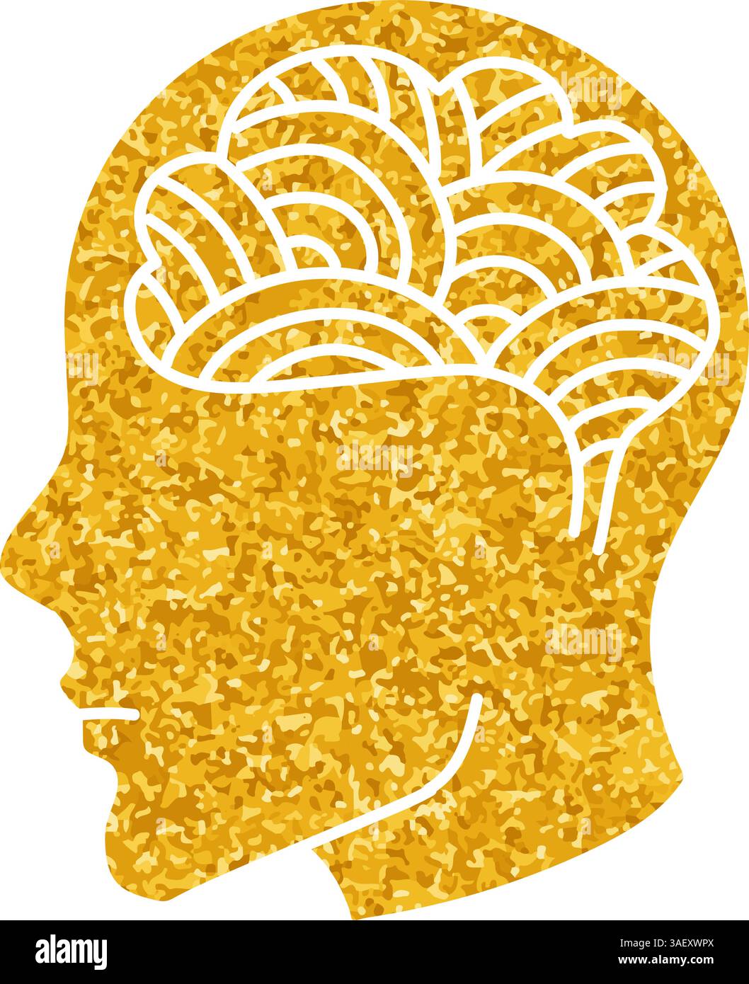 Mental health human brain drawing in gold color style Stock Vector ...