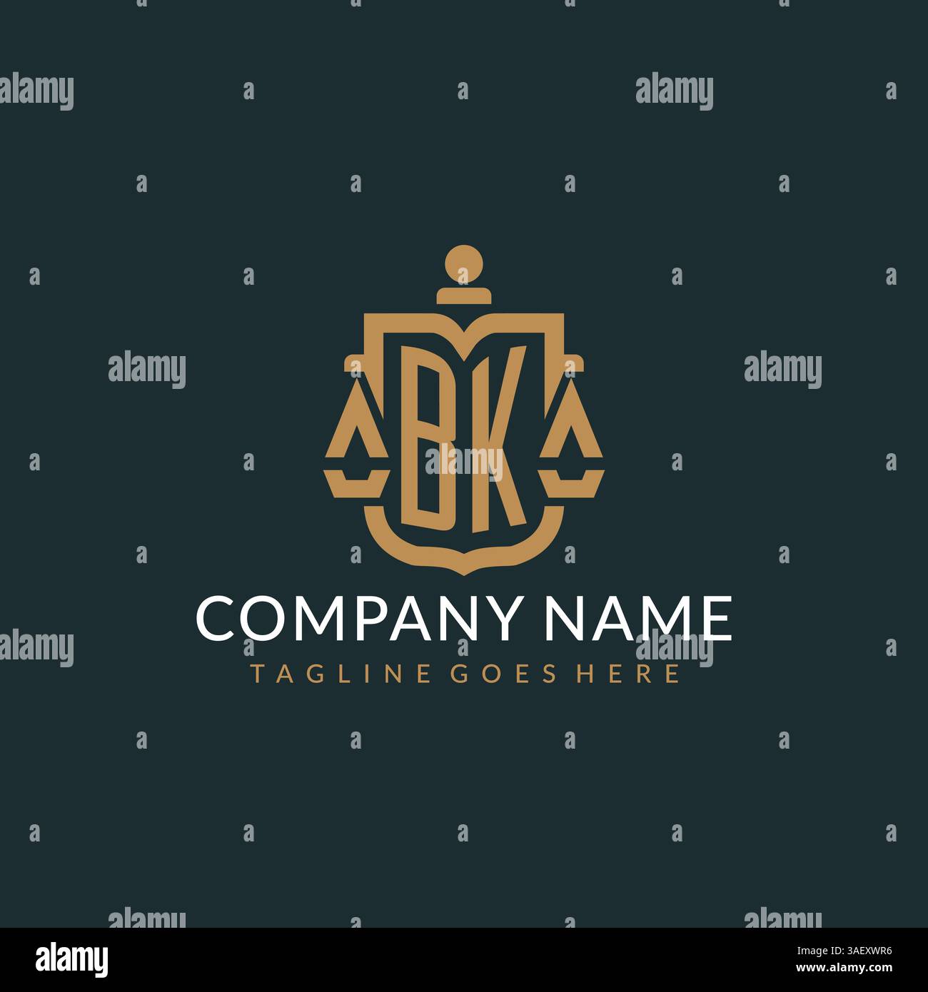 Initial BK logo for law firm with luxury modern scale and shield icon ...