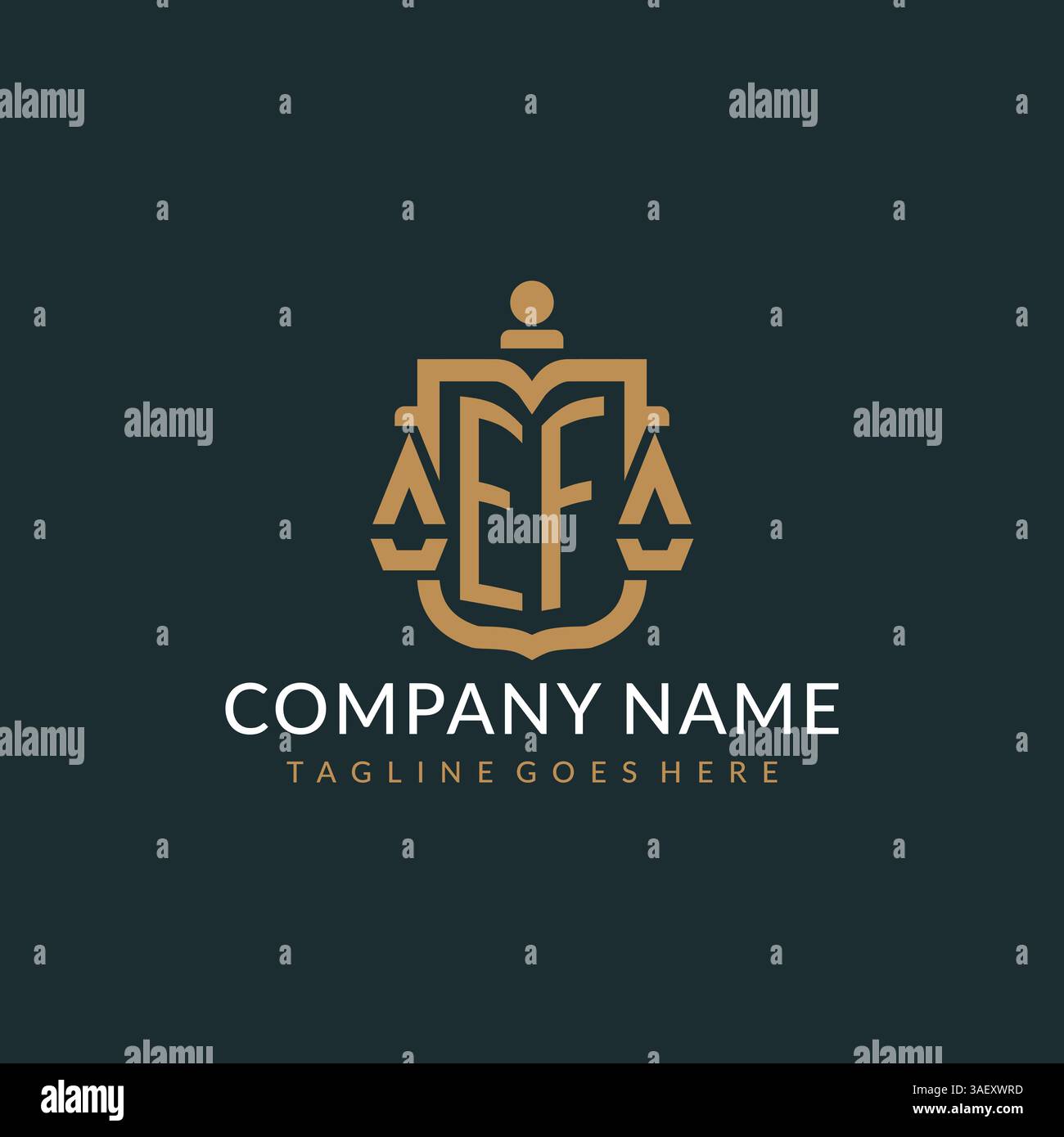 Initial EF logo for law firm with luxury modern scale and shield icon ...