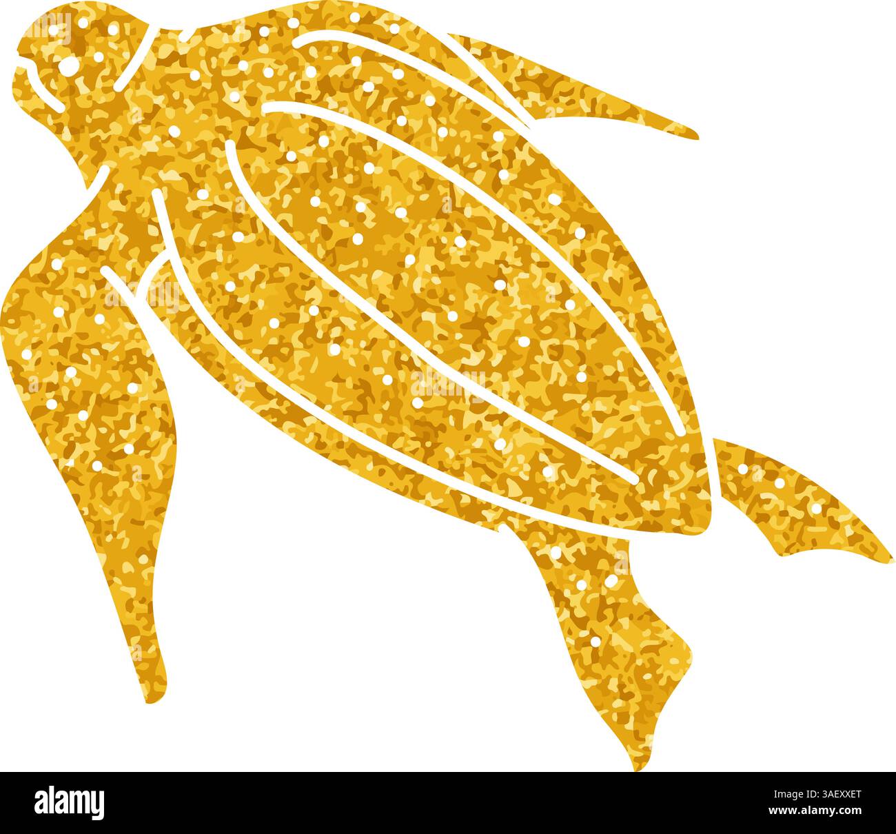 Leatherback sea turtle drawing in gold color style Stock Vector Image ...