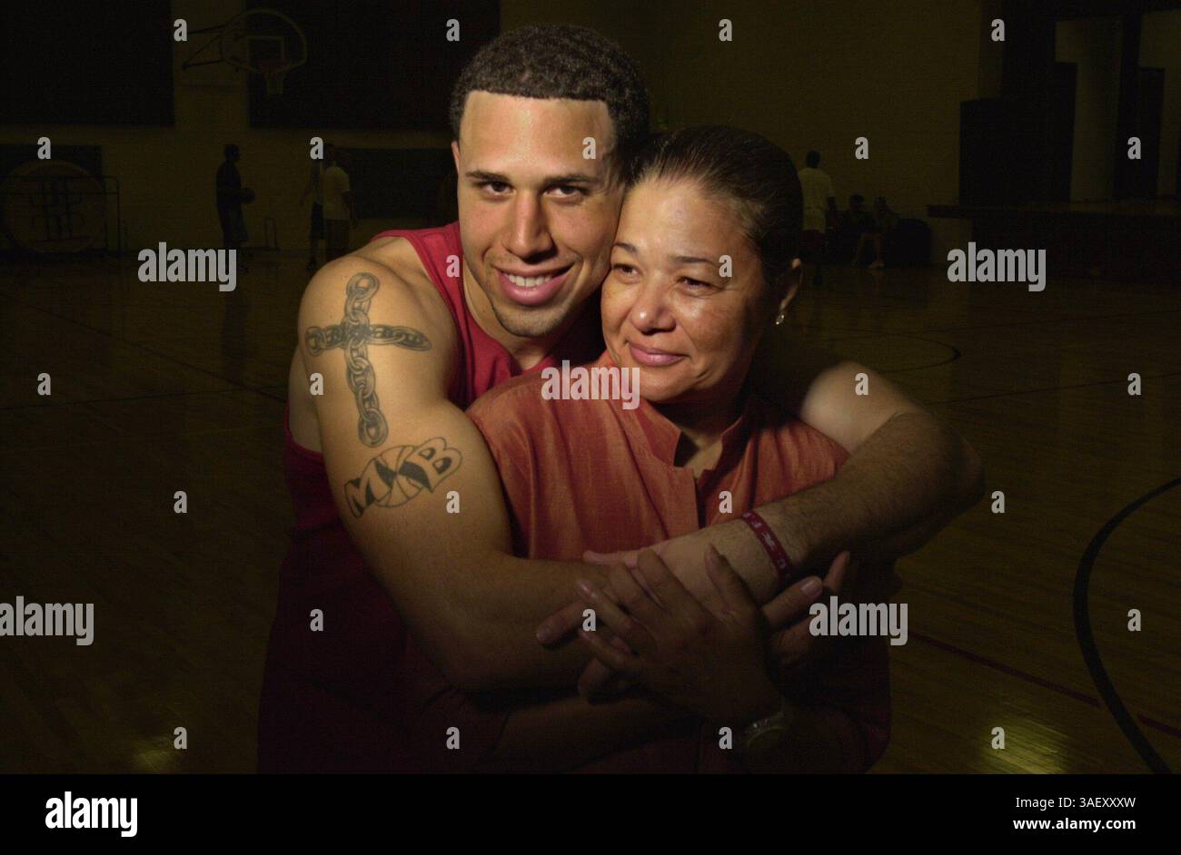 Mike Bibby with his mother. Picture taken in Phoenix, inside a church ...