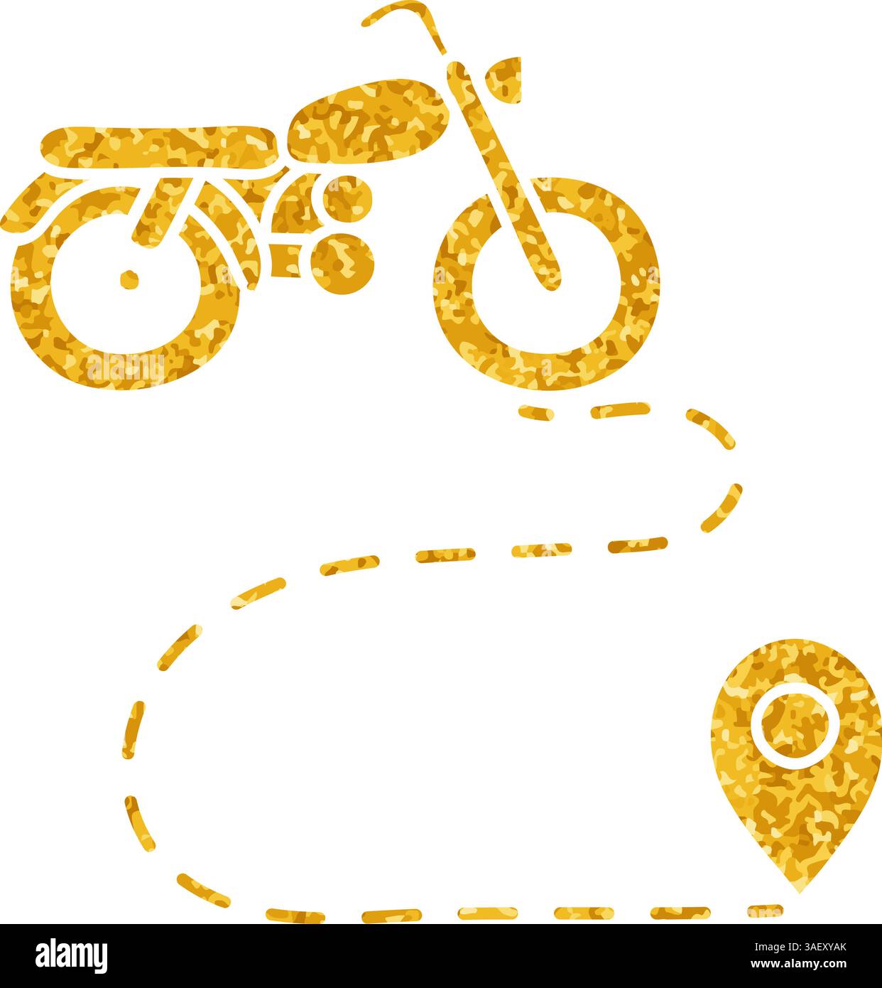 drawing in gold color style map motorcycle route Stock Vector Image ...