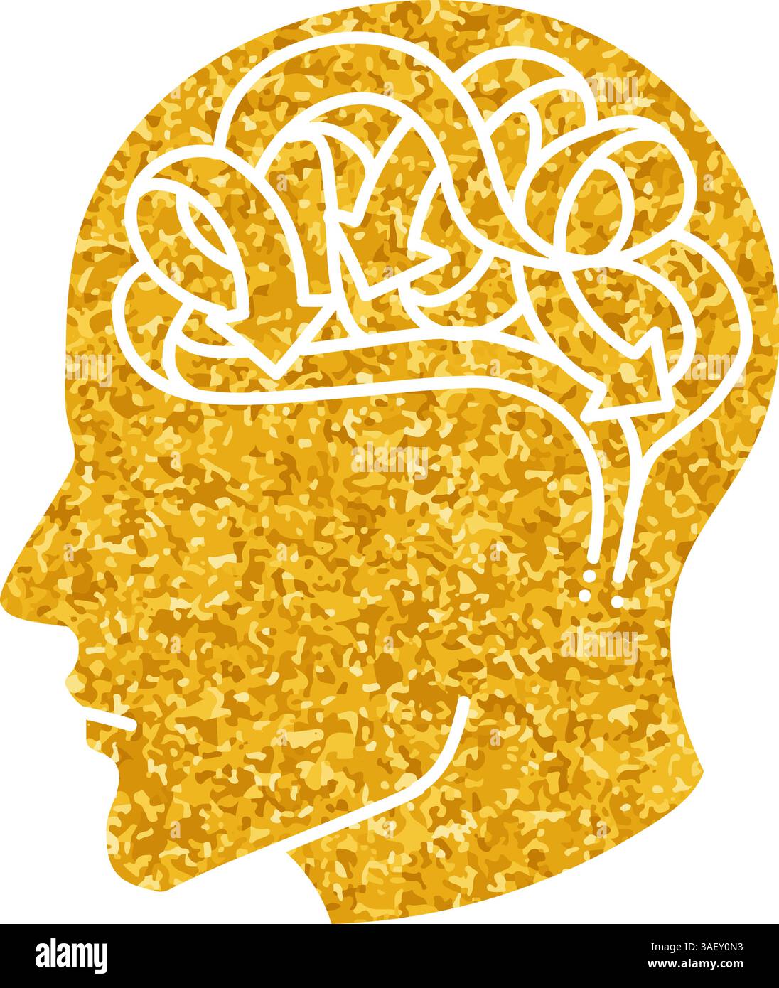 Mental health human brain drawing in gold color style Stock Vector ...