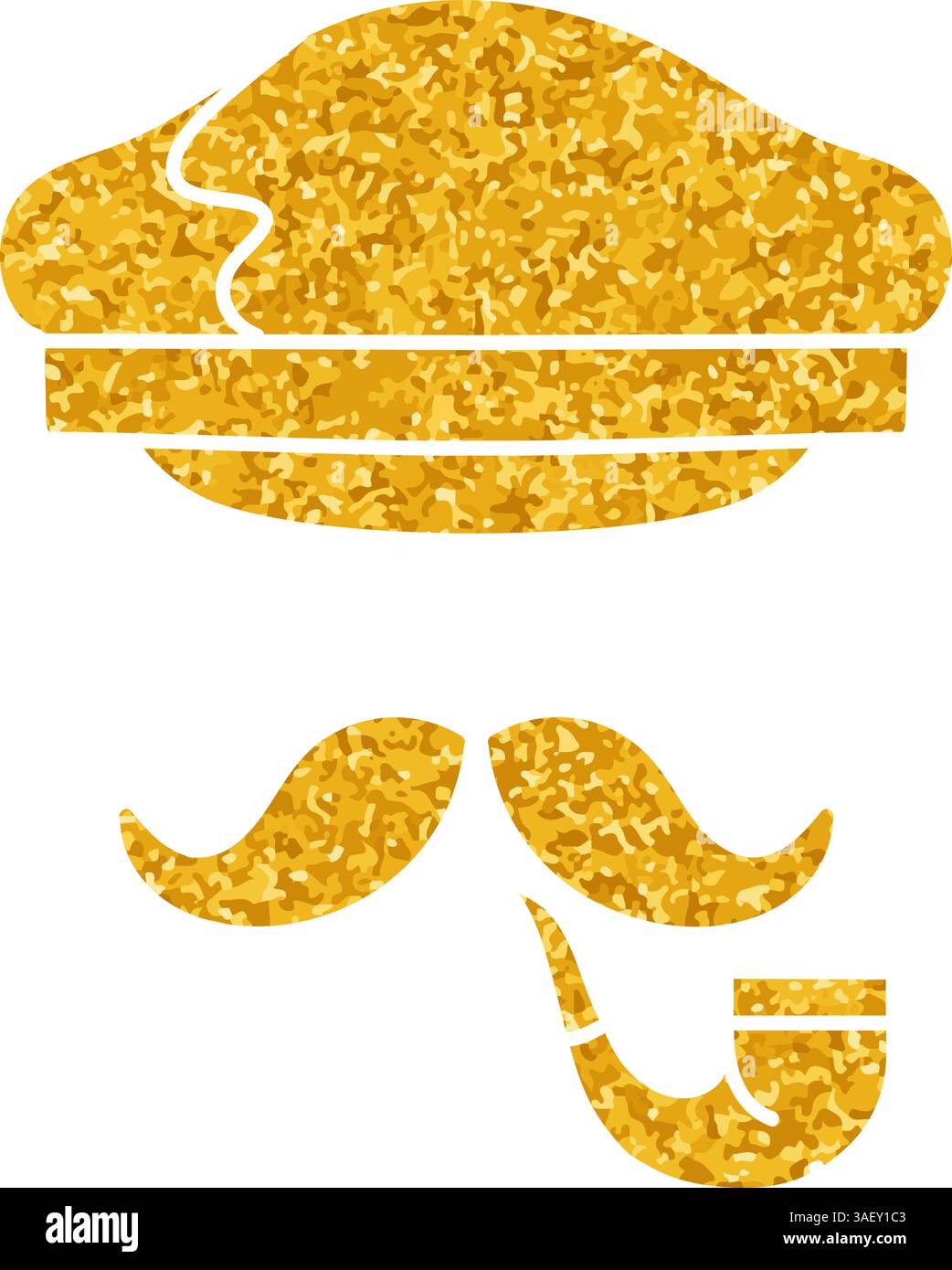 Ship captain hat and cigarette holder drawing in gold color style Stock ...