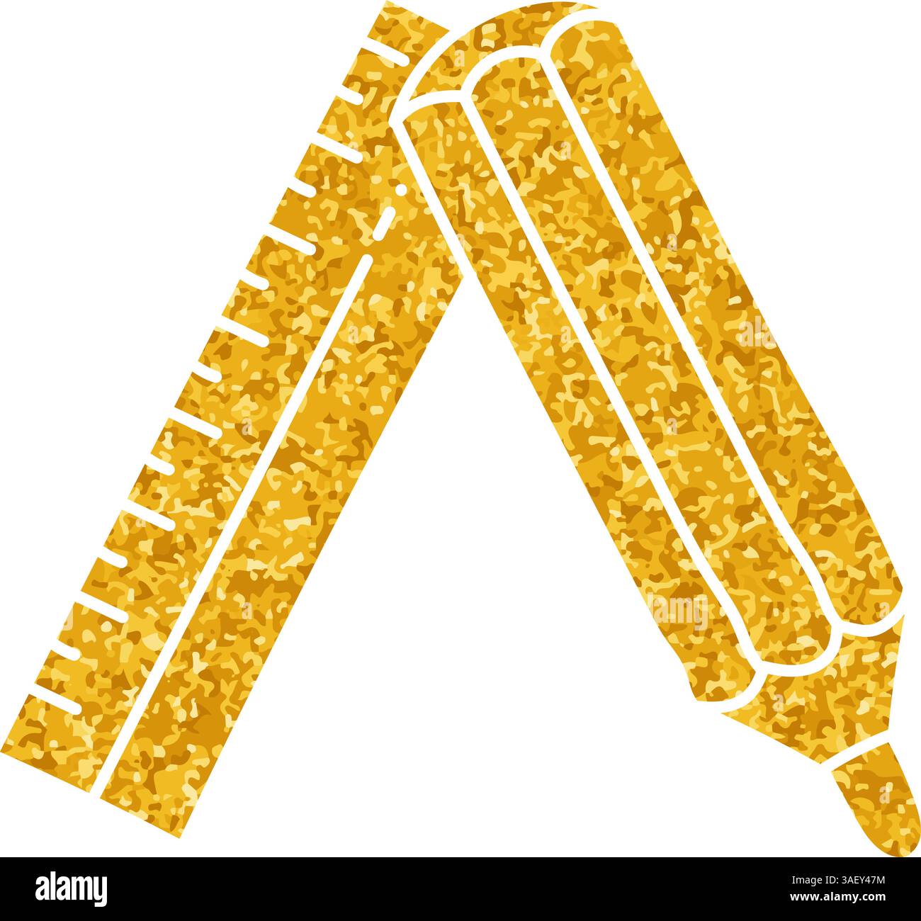 Pencil and ruler drawing in gold color style Stock Vector Image & Art ...