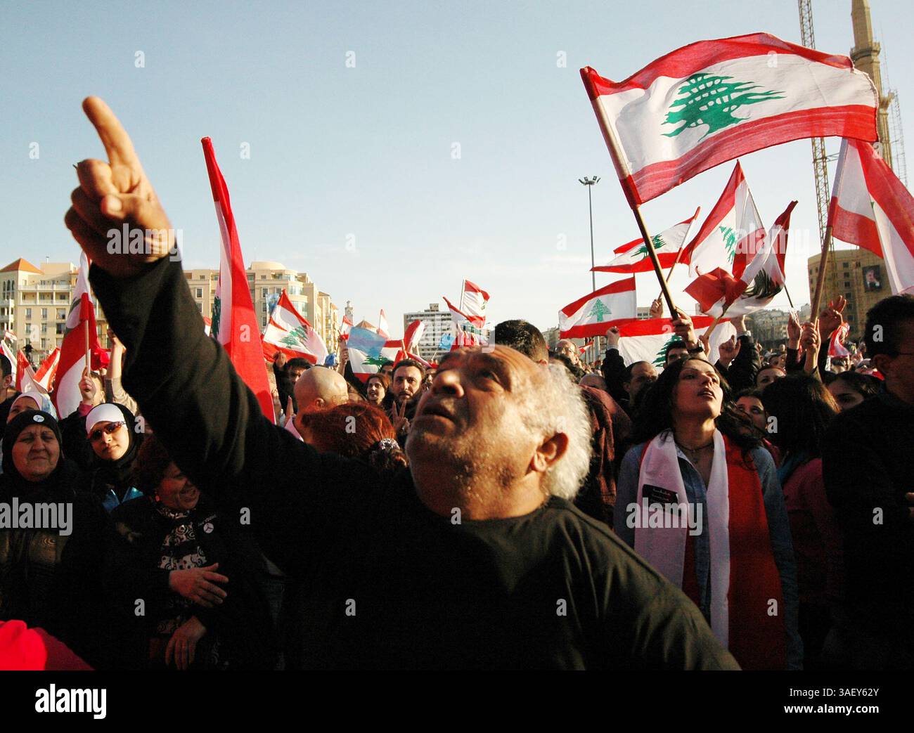 Mar 26, 2005; Beirut, LEBANON; Hundreds of Lebanese people demonstrate ...