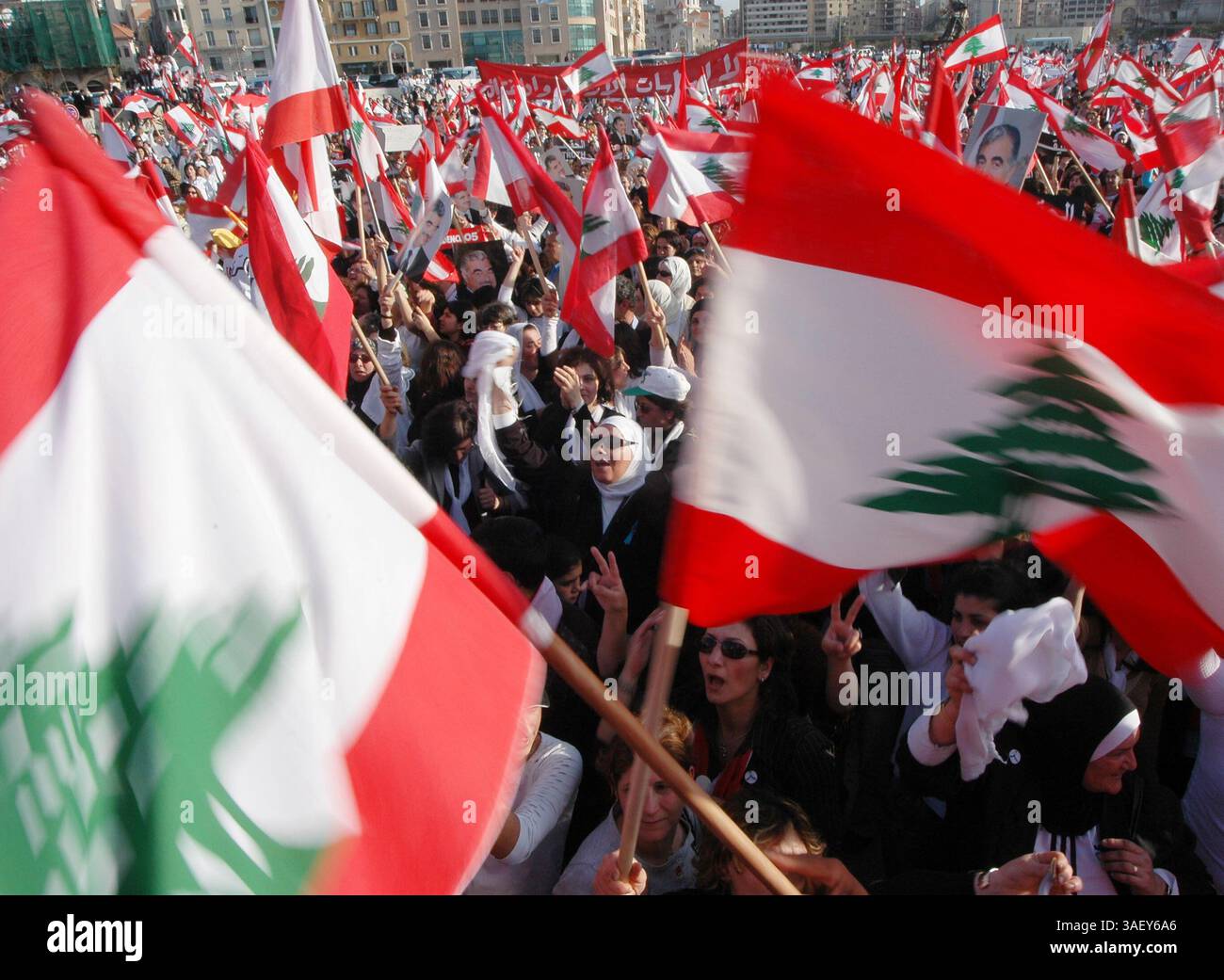 Mar 28, 2005; Beirut, LEBANON; Thousands of Lebanese women demonstrated ...