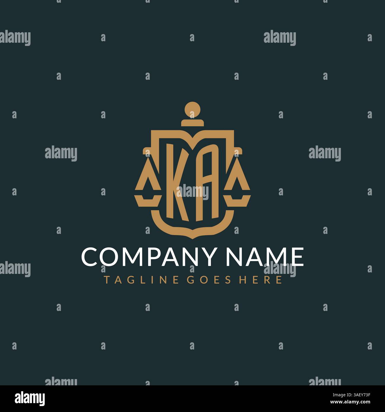 Initial KA logo for law firm with luxury modern scale and shield icon ...