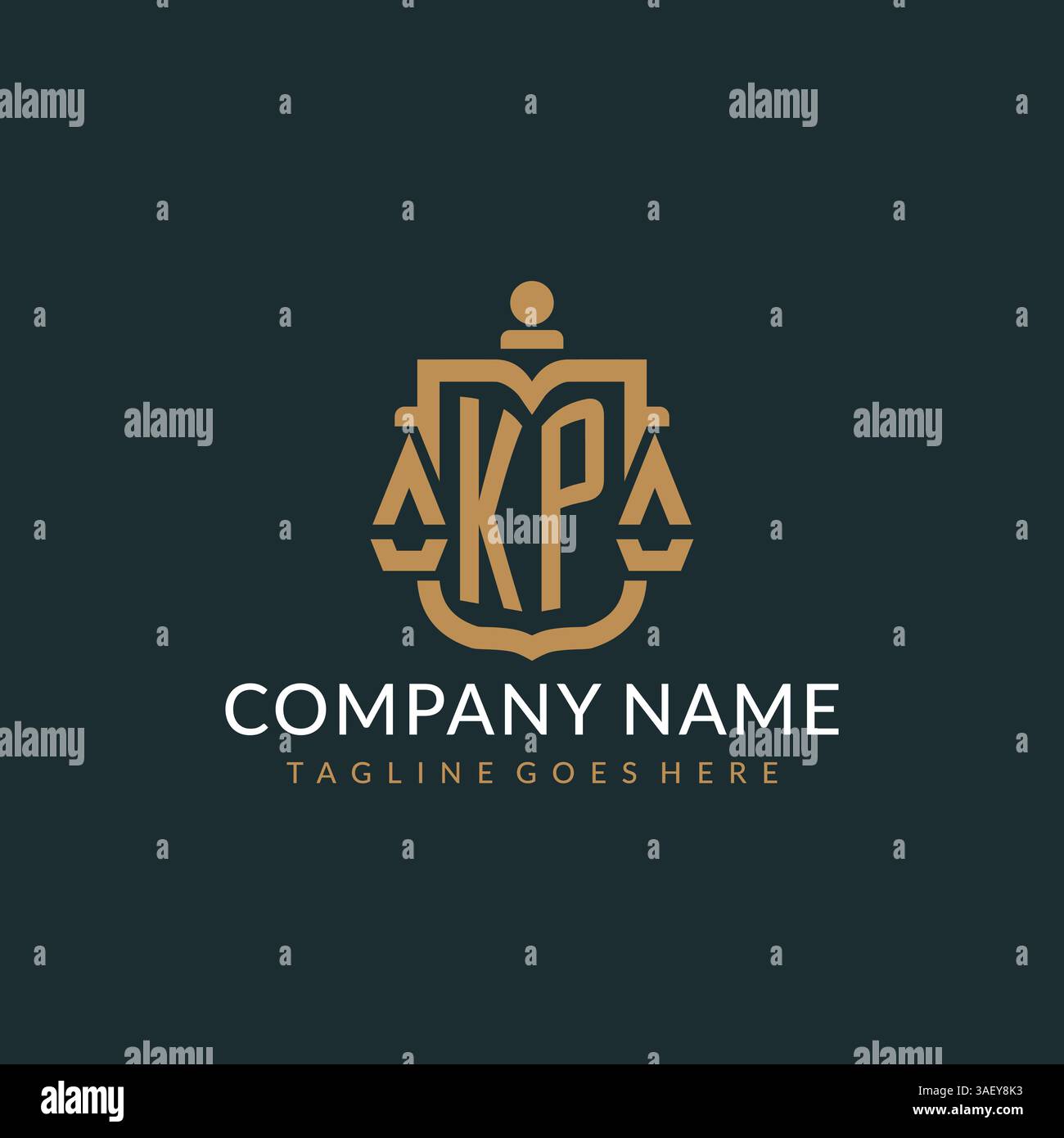 Initial KP logo for law firm with luxury modern scale and shield icon ...