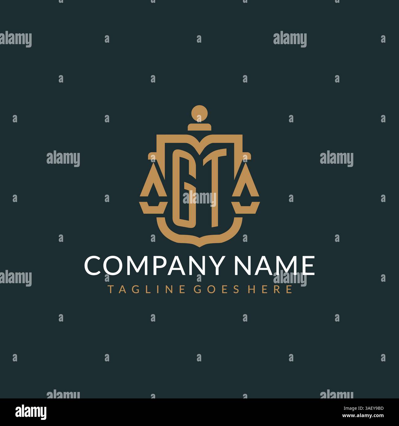 Initial GT logo for law firm with luxury modern scale and shield icon ...