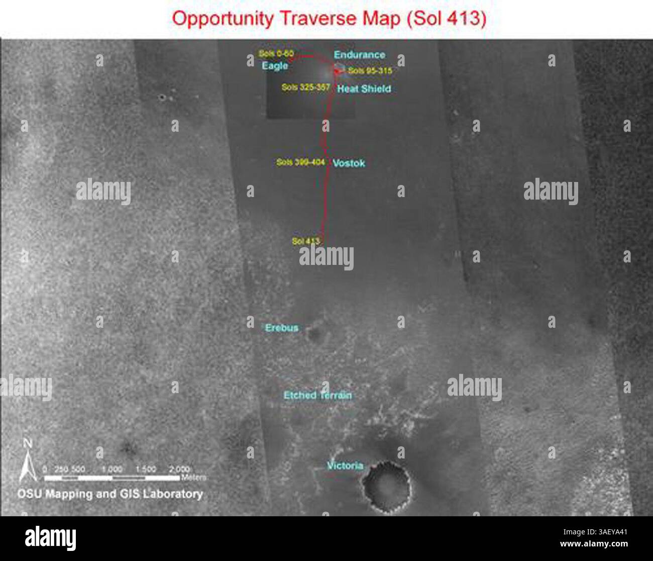 Mar 23, 2005; Edwards, CA, USA; Opportunity's Traverse from Landing ...
