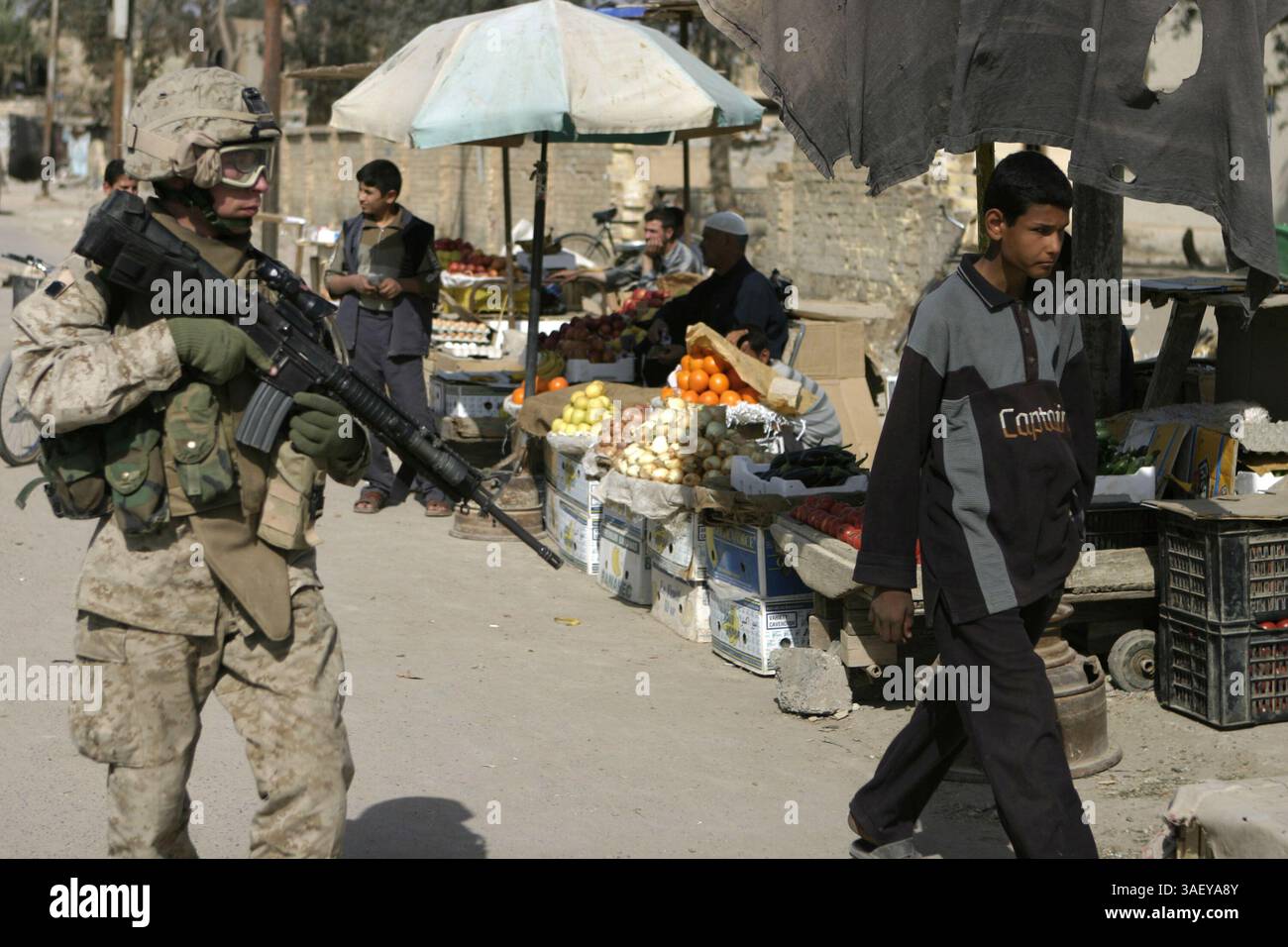 Mar 28, 2005; Fallujah, Iraq; A Marine with 4th Platoon, Company B, 1st ...