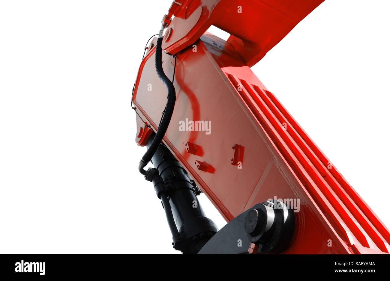 Crawler excavator with lift up bucket isolated on white background ...