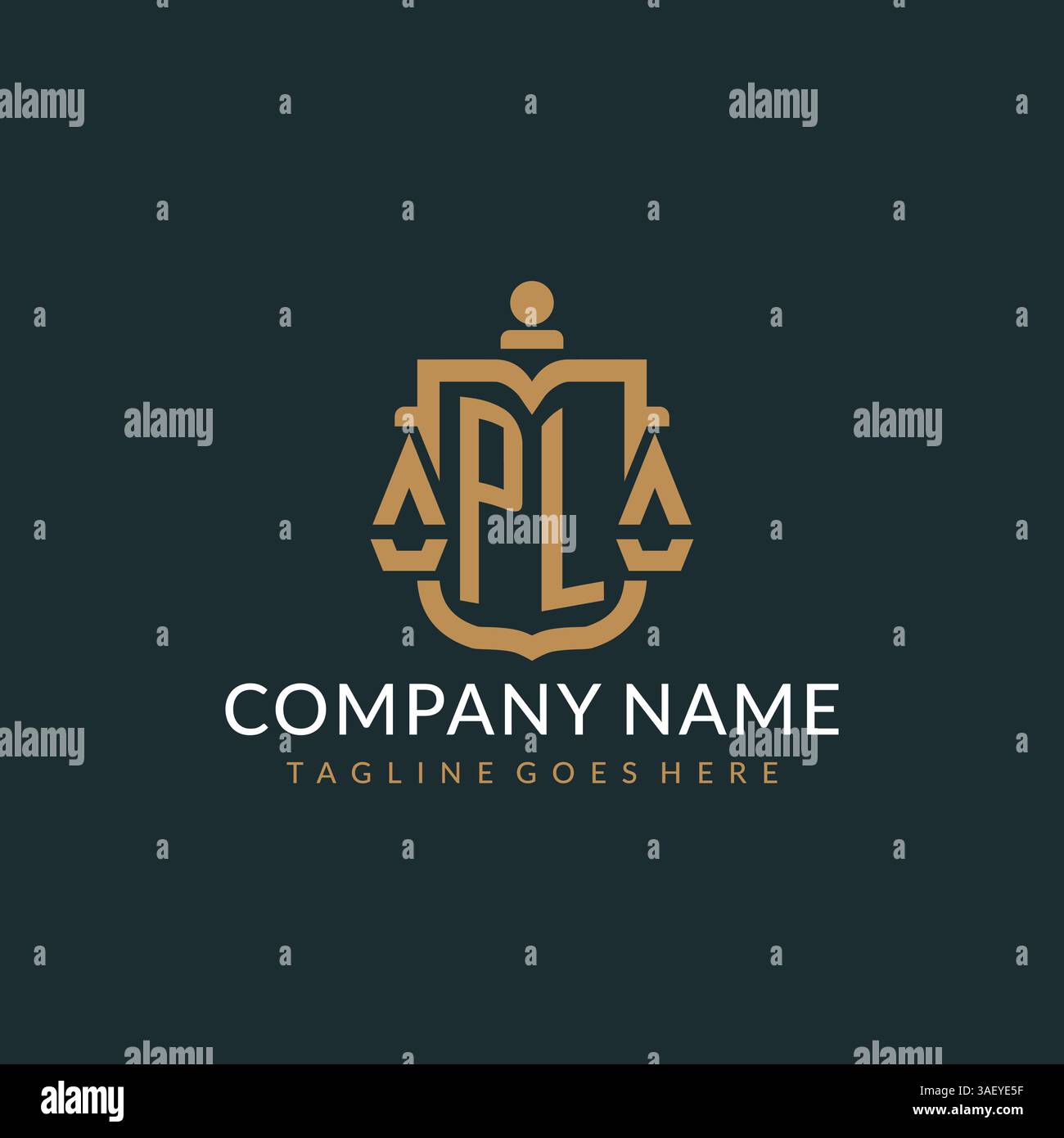 Initial PL logo for law firm with luxury modern scale and shield icon ...