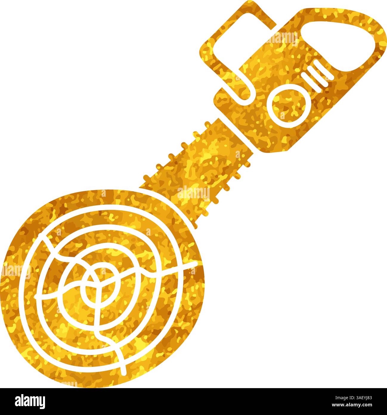 Chain saw cutting wood log drawing in gold color style Stock Vector ...