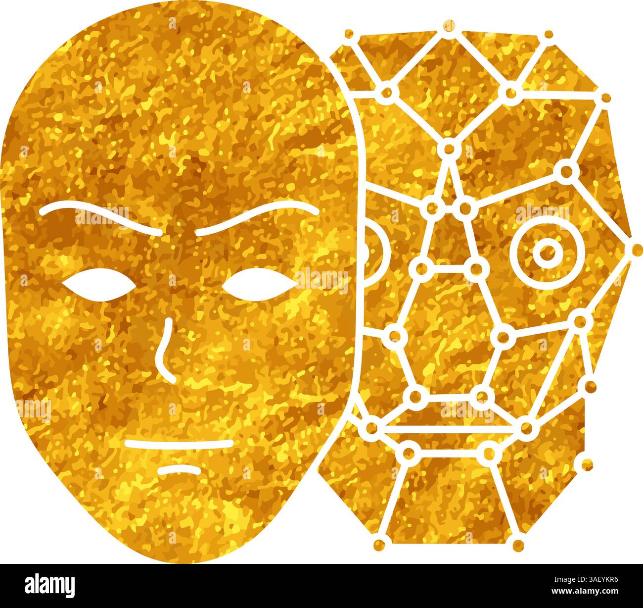 Deep fake icon face swap drawing in gold color style Stock Vector Image ...