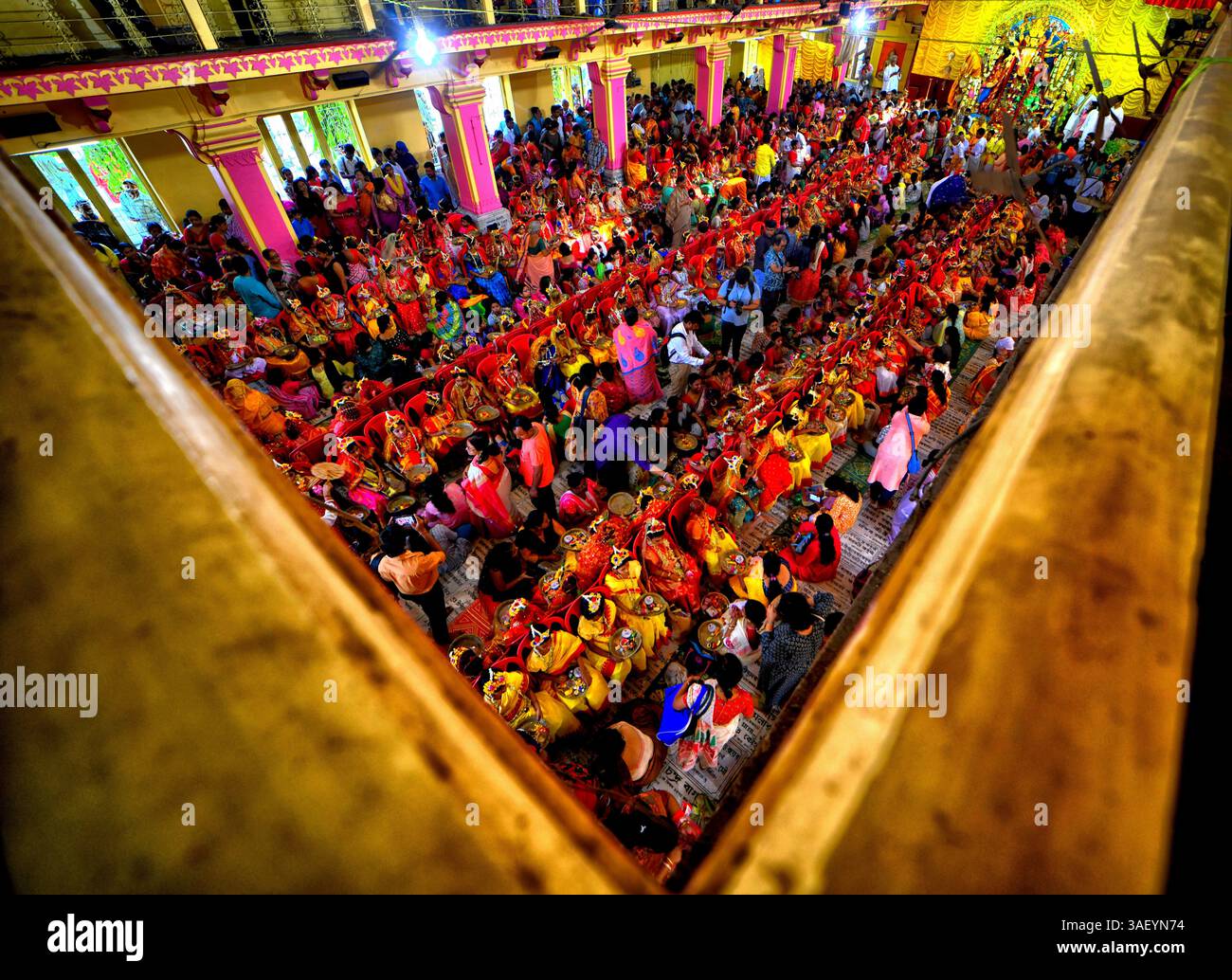 Top view of the inside of Adyapith Temple showing around 2000 young ...