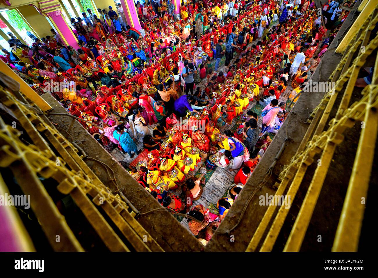 Top view in the inside of Adyapith Temple showing around 2000 young ...