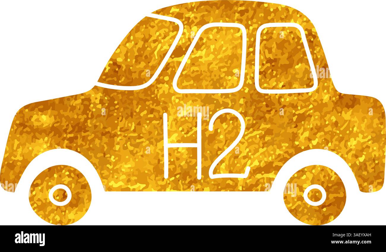 Hydrogen fueled car drawing in gold color style Stock Vector Image ...