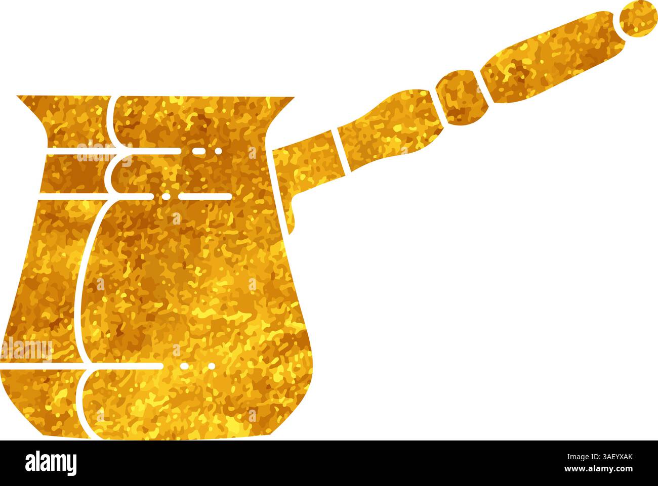 Turkish persian traditional coffee making cup drawing in gold color ...